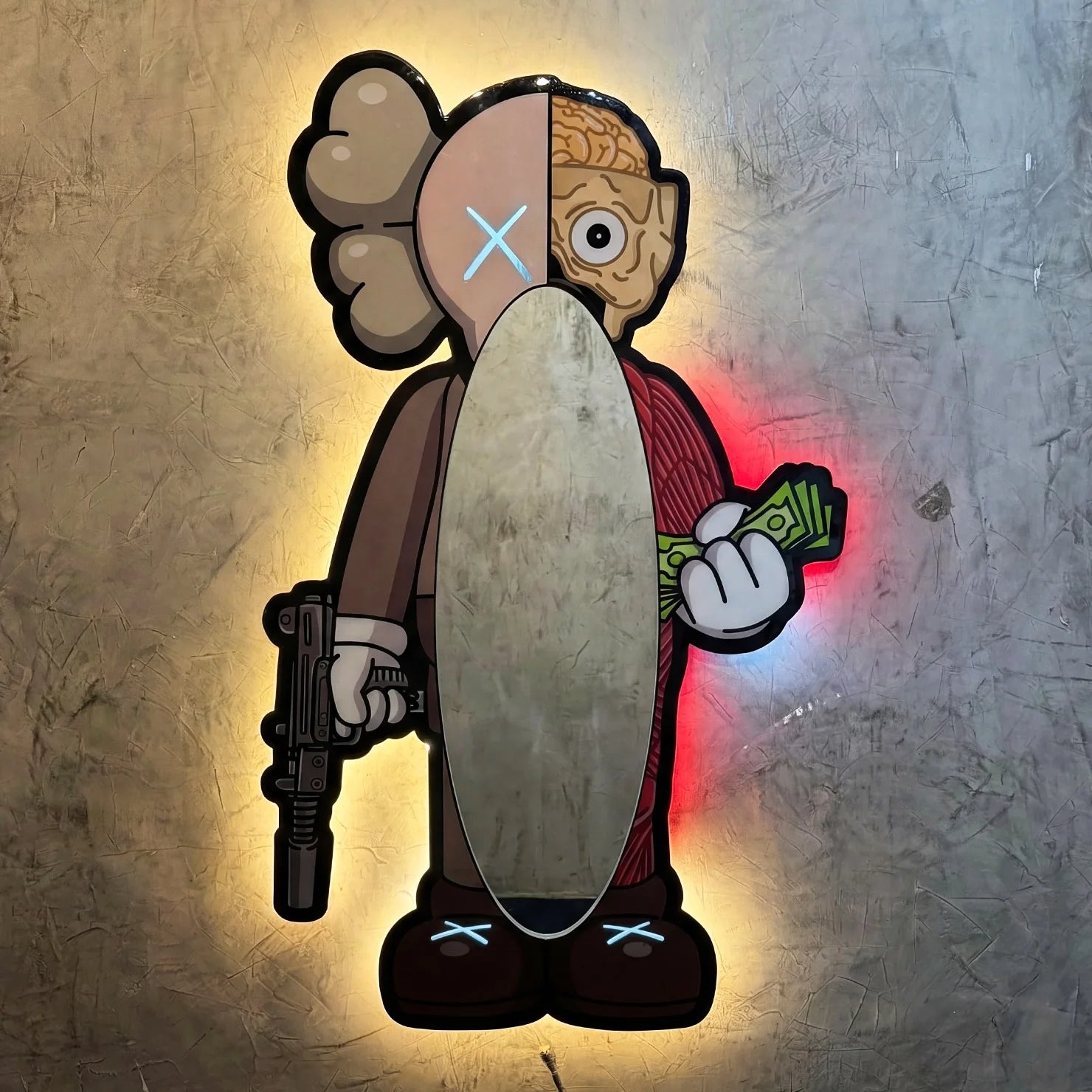 KAWS Anatomi Neon Ayna - Neonbir
